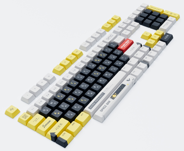 Набор кейкапов Dark Project PBT ENG/UA/RU Black/White/Yellow (KS-1036 ...