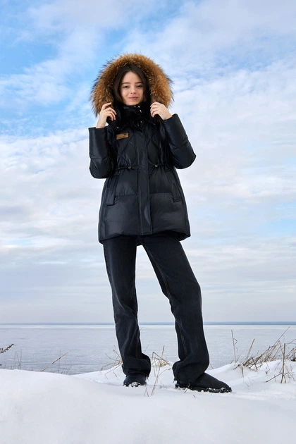 Жіноча куртка пуховик з мехом єнота біопух DuPont Sorona зимовий ...