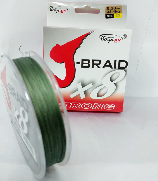 Шнур рыболовный 8-ми жильный Boya BY J-BRAID X8 100м 0.20мм зеленый ...