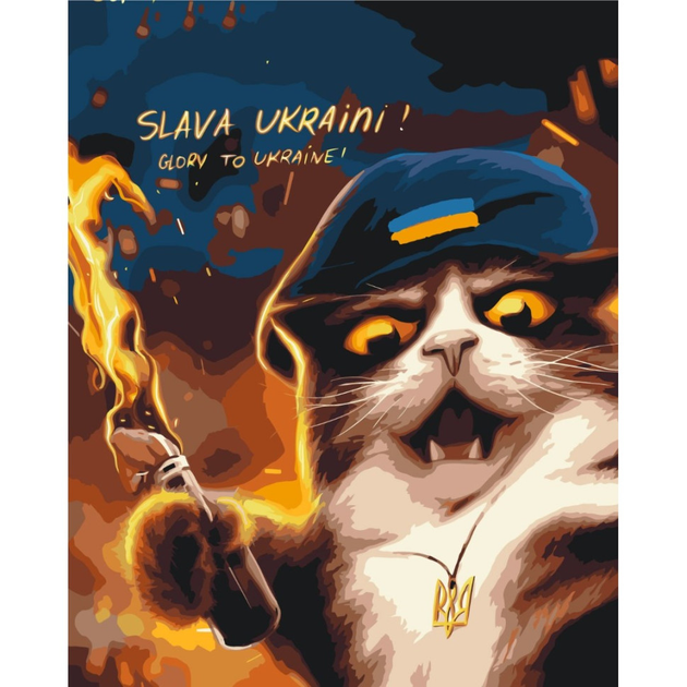 Картина по номерам "Котик восстанец" © Марианна Пащук Brushme BS53120 ...