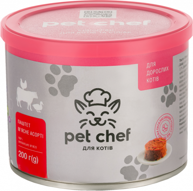Мясной паштет для взрослых котов Pet Chef (мясное ассорти) 200 г ...