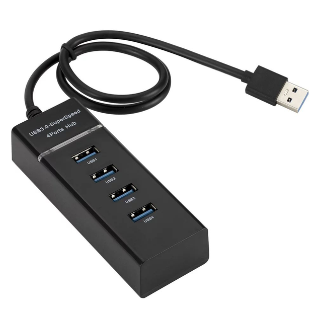 USB-хаб 4 port 3.0 USB HUB Super speed 30см 5Gbps концентратор Black ...