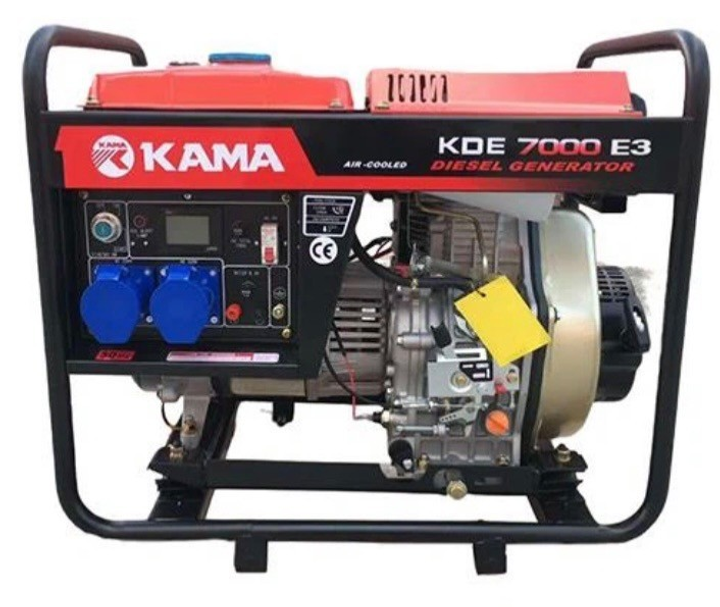 Дизельный генератор KAMA открытый 5,5 кВт KDE7000E3 +Электростартер (3 ...