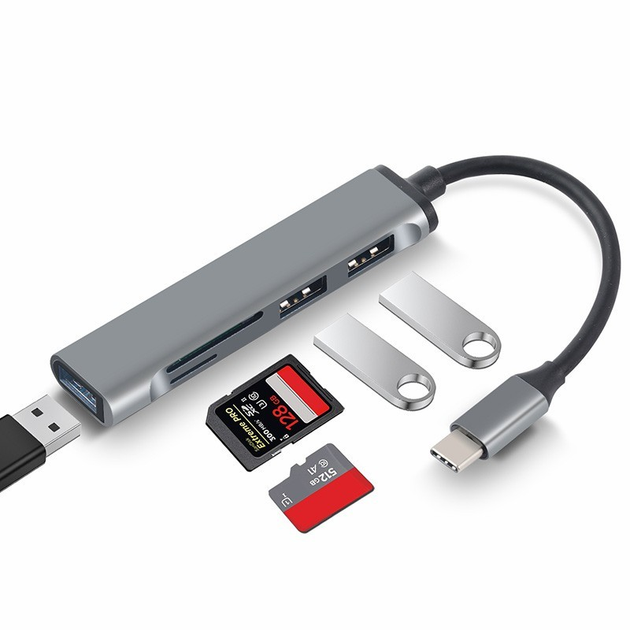 Мультифункциональный Type-C USB-хаб 5 в 1 юсб хаб и кард ридер Type-C ...