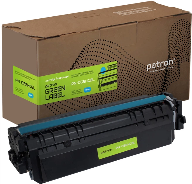 Картридж Patron Green Label сумісний аналог Canon 055 H Cyan (PN ...