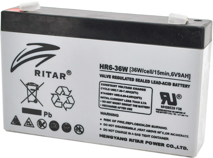 Аккумуляторная батарея Ritar AGM HR6-36W 6V 9Ah Gray (YT16018) – фото ...