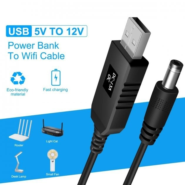 USB кабель питания для роутера USB на DC с 5V на 12V переходник AMZ ...