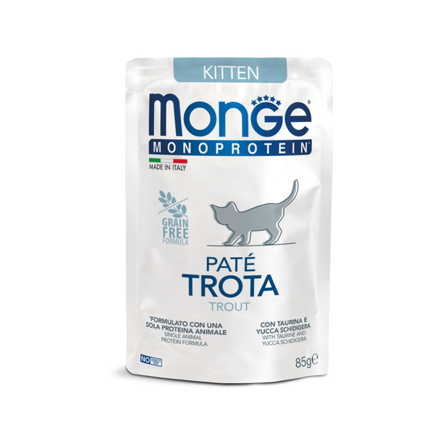 Влажный корм мясной паштет для котят Monge Cat Monoprotein Kitten с ...