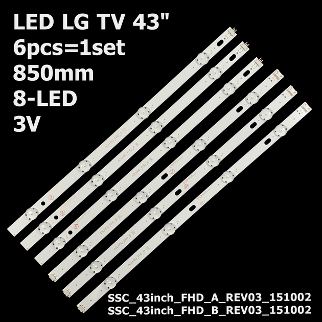 LED підсвітка LG TV 43" 8-led 3V 850mm Innotek Direct 43inch UHD SSC ...