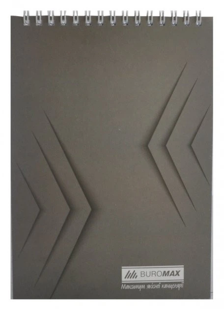 Блокнот Buromax Monochrome А5 48 арк., пружина зверху, клітинка, сірий ...