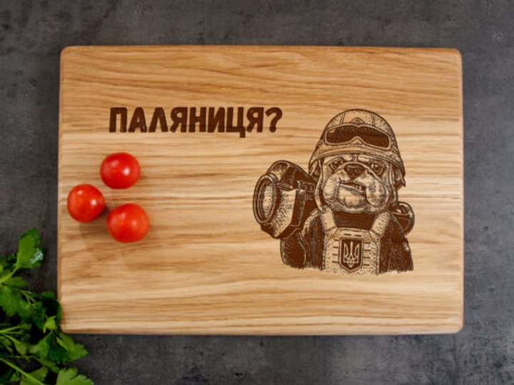 Дубовая разделочная доска с гравировкой Паляница, 30х45 см, дуб ...