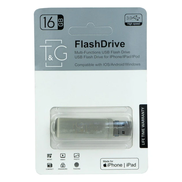 USB Флешка OTG + Lightning + microUSB 16GB T&G металлическая серия 004 Серая – фото, отзывы ...