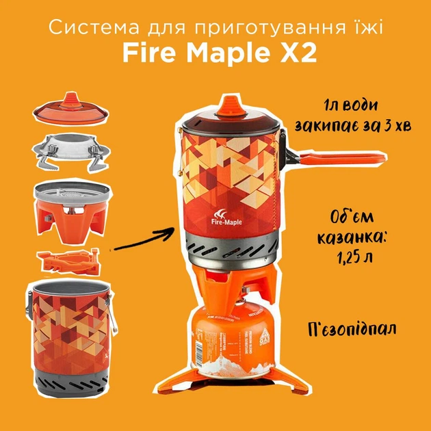 Система приготовления пищи Fire-Maple FMS-X2 Оранжевая – фото, отзывы, характеристики в интернет ...
