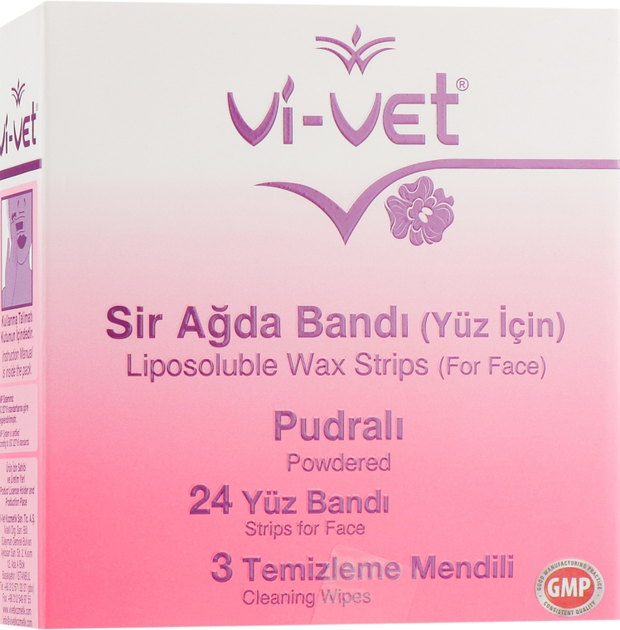 Восковые полоски для депиляции лица с тальком - Vi-Vet Liposoluble Wax ...