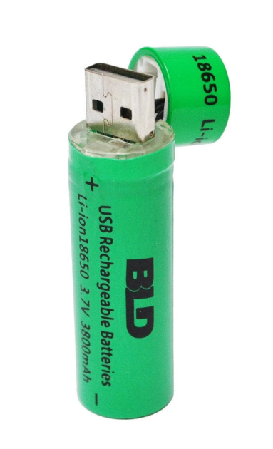 Аккумулятор 18650 (BLD Li-ion 3.7v 3800mah Green) АКБ батарея с USB ...