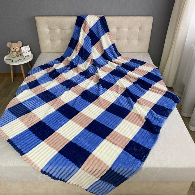 Плед Шарпей Colorful Home Клеточка Сине-розовый полуторный 145х200 (PKL ...