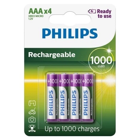 Акумулятор Philips Recharge AAA 1000 мА · рік 4 шт – фото, відгуки ...
