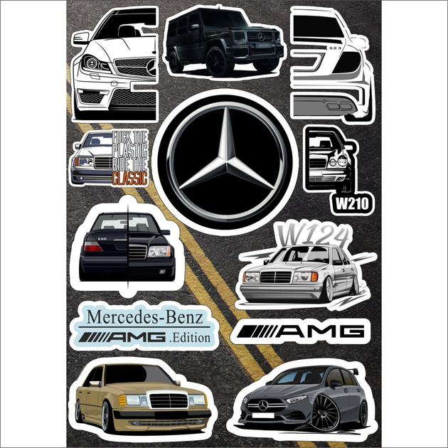 Наліпки Стікери А5 самоклеючий папір "Mersedes-Benz AMG Edition ...
