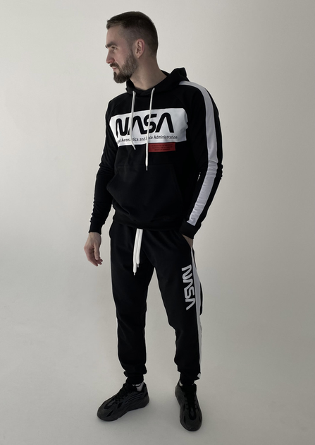 Мужской спортивный костюм Nasa с лампасами черный XS – Брендовая одежда ...