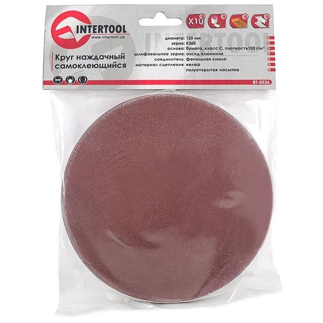 Круг наждачный самоклеющийся 125 мм К360 уп. 10 од. INTERTOOL BT-0536 – фото, отзывы ...