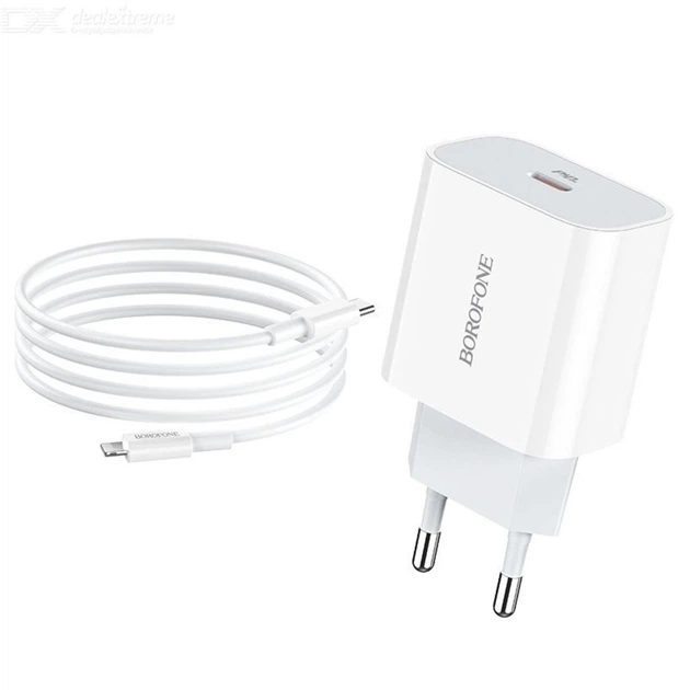 Мережевий зарядний пристрій BOROFONE BA38A Plus Speedy PD20W charger set (Type-C to Lightning ...