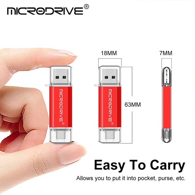 Металлическая USB Флешка 2в1 128GB Type-C/USB 2.0 для телефона ...