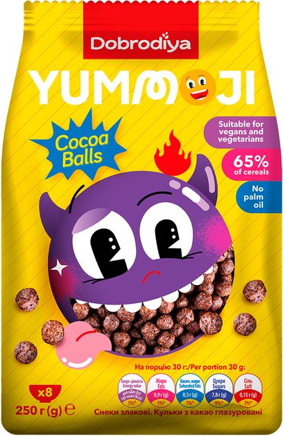 Упаковка шариков глазированных Добродія Yummoji с какао 250 г х 2 шт ...