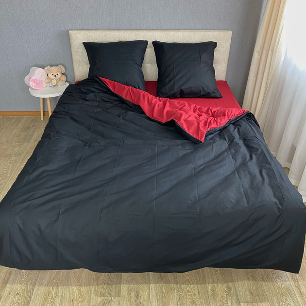 Комплект постельного белья Мальва «Черно-бордовый» 180x220 Бязь (М-015 ...