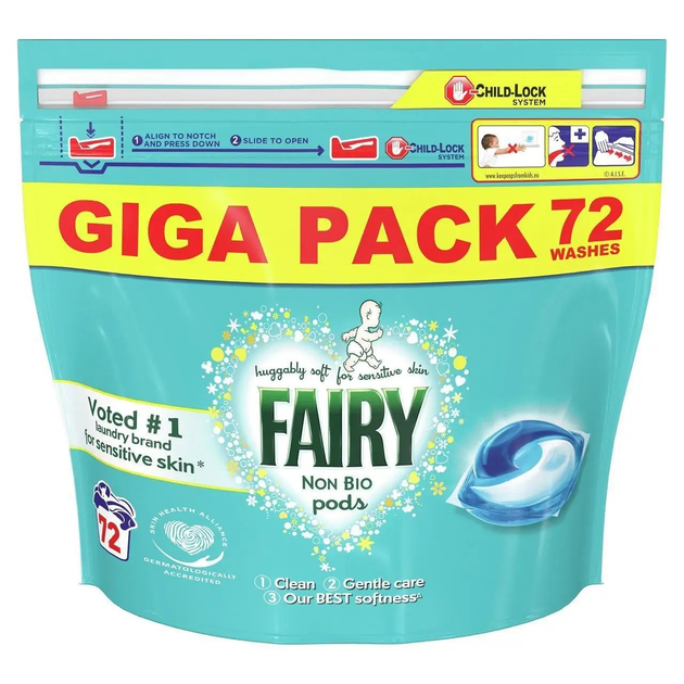Капсулы для стирки детских вещей Fairy Non-Bio 72шт. – фото, отзывы ...