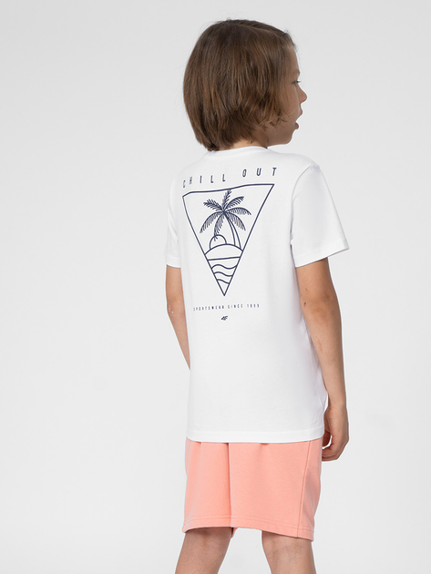 Подростковая футболка для мальчика 4F 4FJSS23TTSHM286-10S 158 см Белая ...