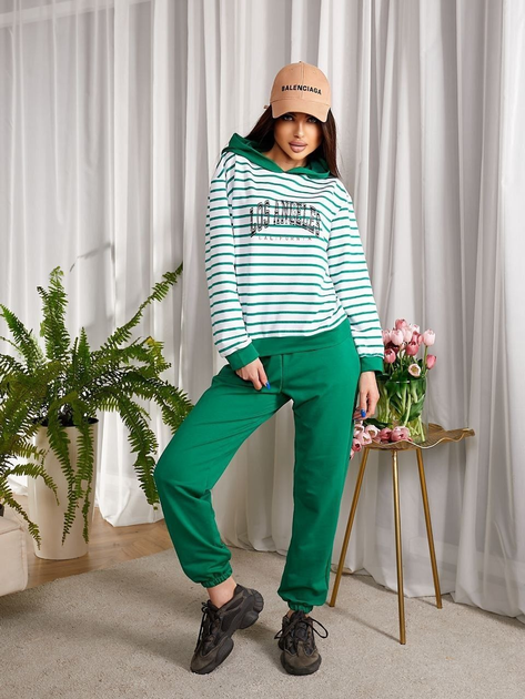 Спортивний прогулочный костюм женский в полоску зелёный 46-48 от ...