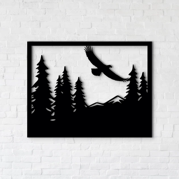 Декоративне панно з дерева Woodyard Політ орла 70x90 см Чорний 1111sblack28 низькі ціни