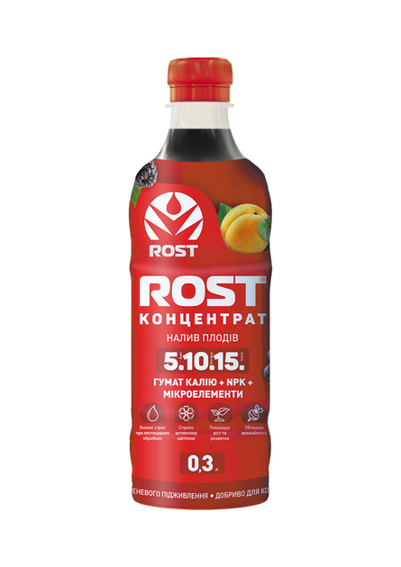 Органо-минеральное удобрение Rost (Рост) концентрат, 300мл, NPK 5.10.15 ...