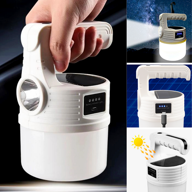 Кемпінгова лампа акумуляторна 1200мАч C Usb та Сонячною батареєю Mx 518 фото відгуки