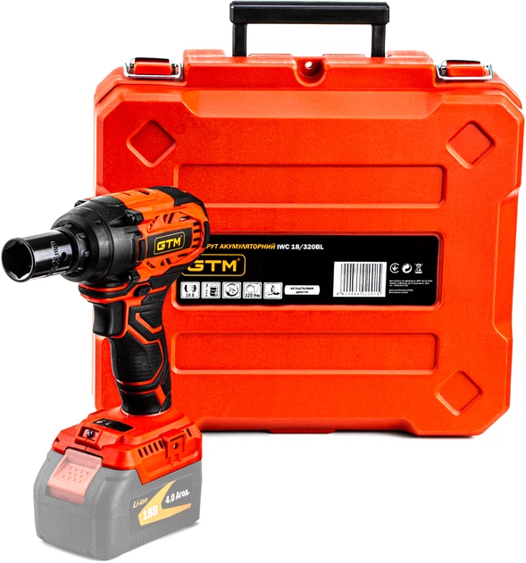 Акумуляторний ударний гайковерт GTM IWC18/320BL 18 В 320 Нм 1/2" (БЕЗ ...