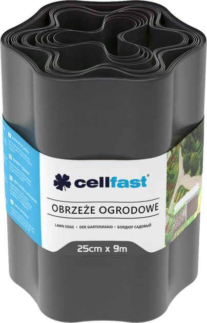 Лента газонная Cellfast бордюрная, волнистая, 25 см x 9 м Графитовая ...