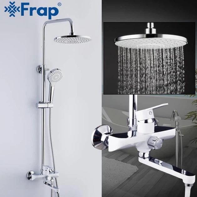 Душева система FRAP H24 F2441 з поворотним виливом, білий/хром – фото, отзывы, характеристики в ...