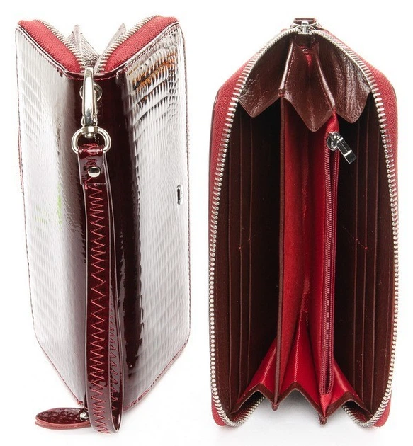 Женский кожаный кошелек на молнии SERGIO TORRETTI LR W38 dark-red – Стильные аксессуары с ...
