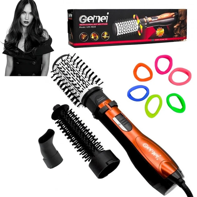 Фен-щетка Gemei GM-4828 Мультистайлер 3в1 с вращением для укладки волос Набор разноцветных ...