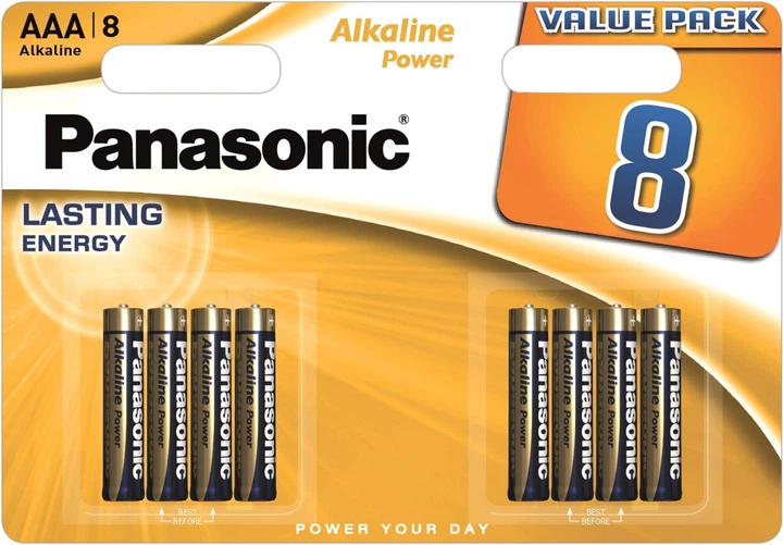 Батарейка Panasonic Alkaline Power лужна AAA 8 шт блістер (LR03REB/8BW ...