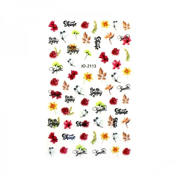 Наклейка для ногтей mART Nail Sticker JO2113 Цветы надписи ...