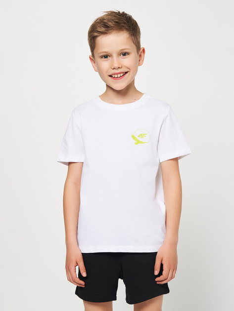 Детская футболка для мальчика 4F 4FJSS23TTSHM321-10S 122 см Белая ...