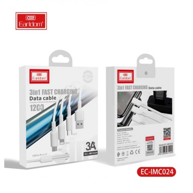 Кабель 3в1 Lightning+Type C+Micro Earldom EC-IMC024 Белый – фото, отзывы, характеристики в ...