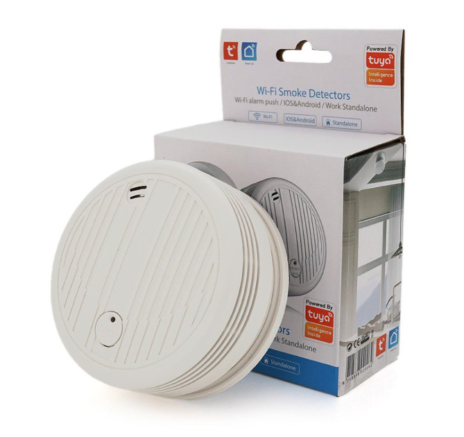 Автономный Wi-Fi датчик дыма с сиреной TUYA Dsmoke WIFI01 питание крона ...
