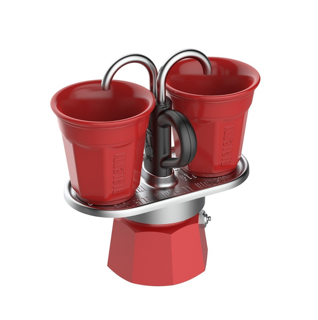 Гейзерная кофеварка Bialetti Mini Express на 2 чашки (90 мл) красная ...