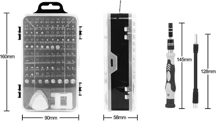 Багатофункціональна викрутка + набір прецизійних магнітних біт 98 шт. Bodasan (115B1) – фото ...