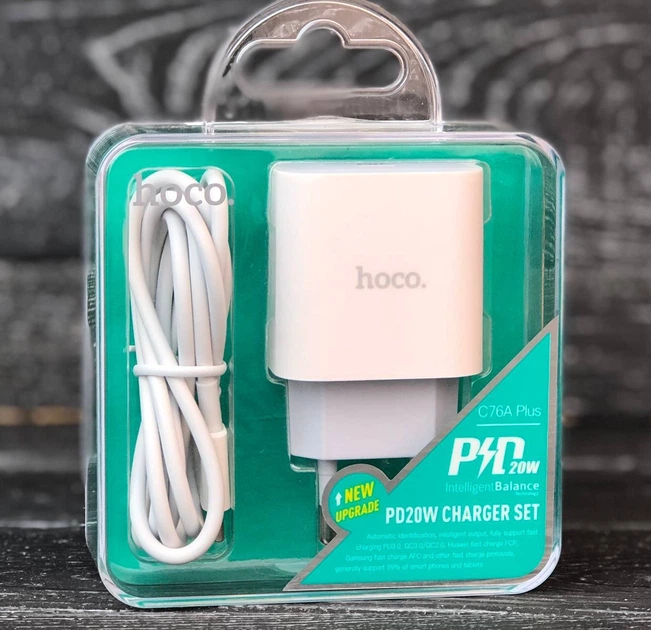 Набор зарядное устройство и кабель быстрые 20 Вт Hoco c76a plus – фото ...