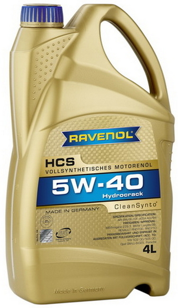 Масло моторное синтетическое RAVENOL HCS 5W-40, 4л (HCS SAE 5W40 4L ...