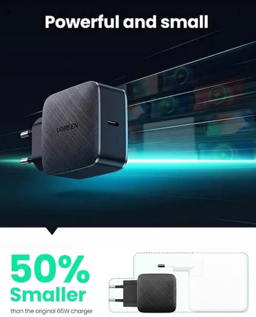 Зарядное устройство Ugreen CD127 GaN PD Fast Charger 65W EU Черный ...