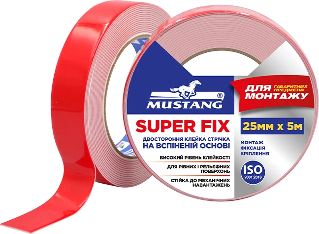 Двухсторонняя клейкая лента Mustang на вспененной основе SUPER FIX 25 ...